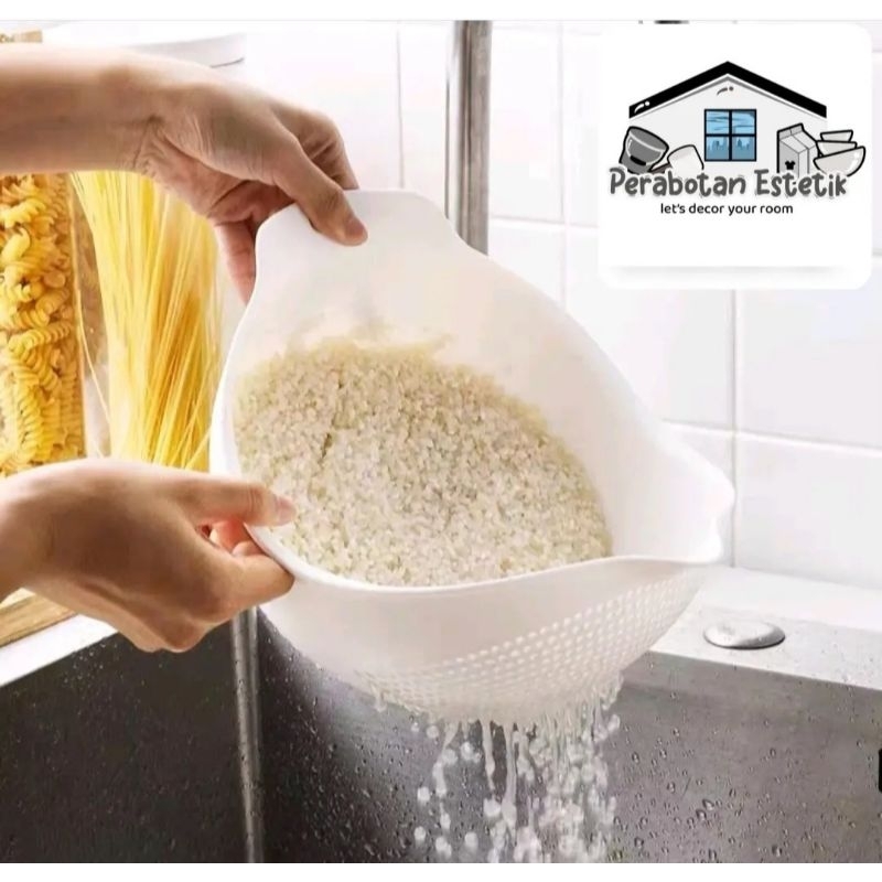 PUTIH Aesthetic Rice Drainer / White rice slicer / Fruit rice washing ...
