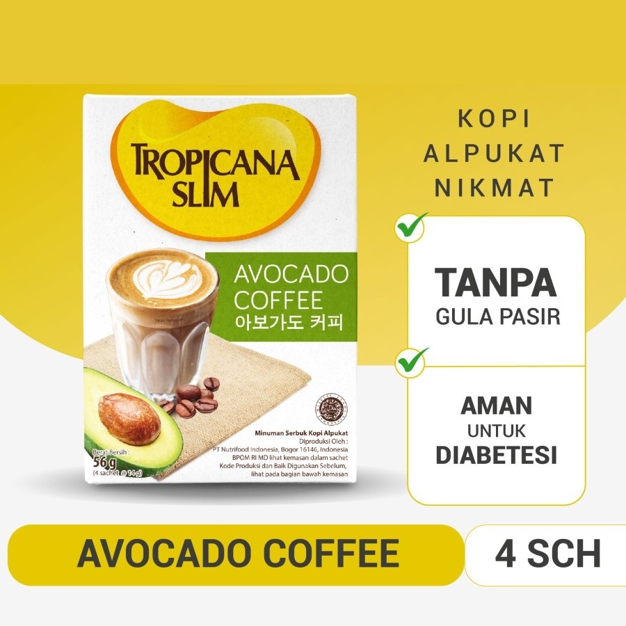 Tropicana Slim Avocado Coffee 56gr Box 4 Sachets Of Sugar Free Coffee ...