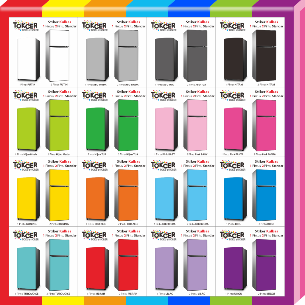 GLOSSY Anti-FADE LAMINATING Fridge STICKER size 1 Door or 2 Doors ...