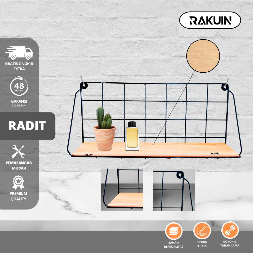 HITAM KAYU PUTIH Radit - Kitchen Wooden Wall Shelf, Room Decoration ...
