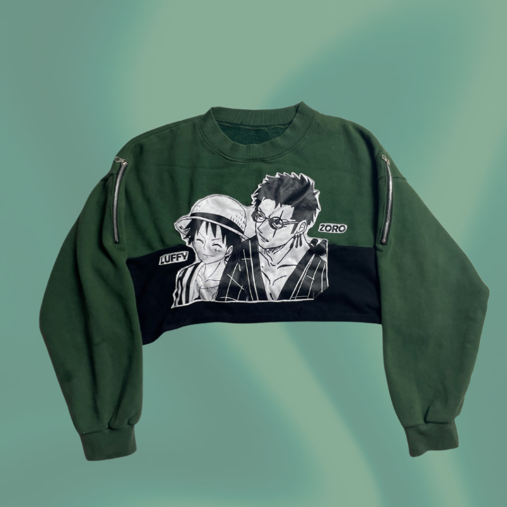 Anime-shian ZORO LUFFY SWEATER CREWNECK CROP BONUS Stickers, MANGA ...