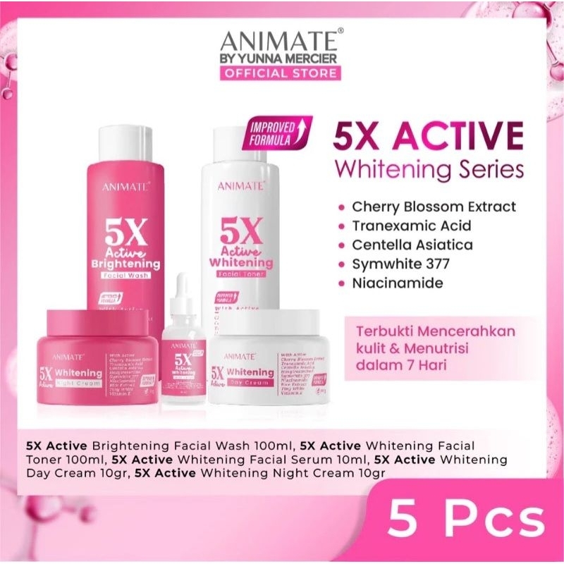Animate 5x ACTIVE WHITENING SERIES 5 IN 1 (PINK) | Shopee Singapore
