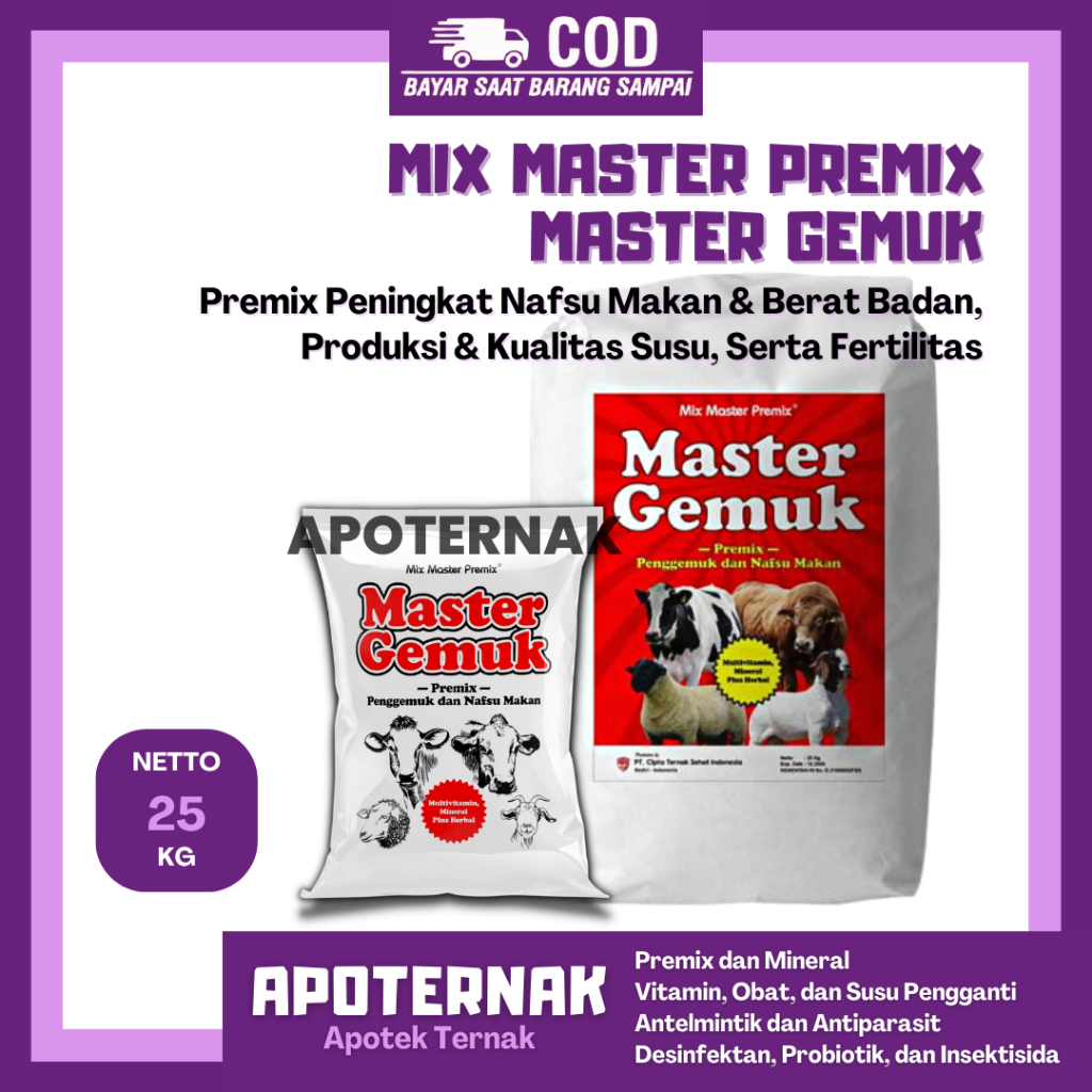 Master FAT 1 Bag 25 Kg | Fattening Cattle Premix to Increase Appetite & Production of Cattle ...