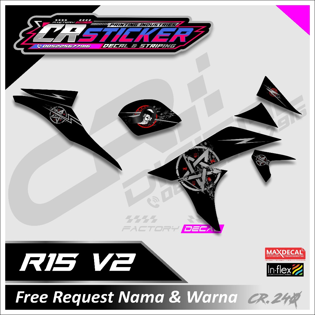 R15 V2 Motorcycle Striping Yamaha R15 V2 Stickers Latest Viral Lady ...