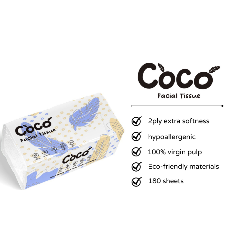 Coco facial tissue 180 sheets package of 12 PCS facial tissue / soft ...