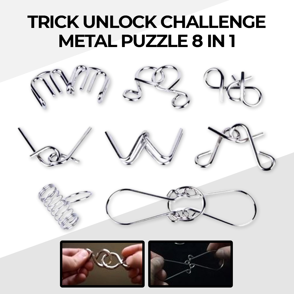 Pom 8in1 Iron Puzzle Toy Trick Unlock Challenge Metal IQ Intelligence ...