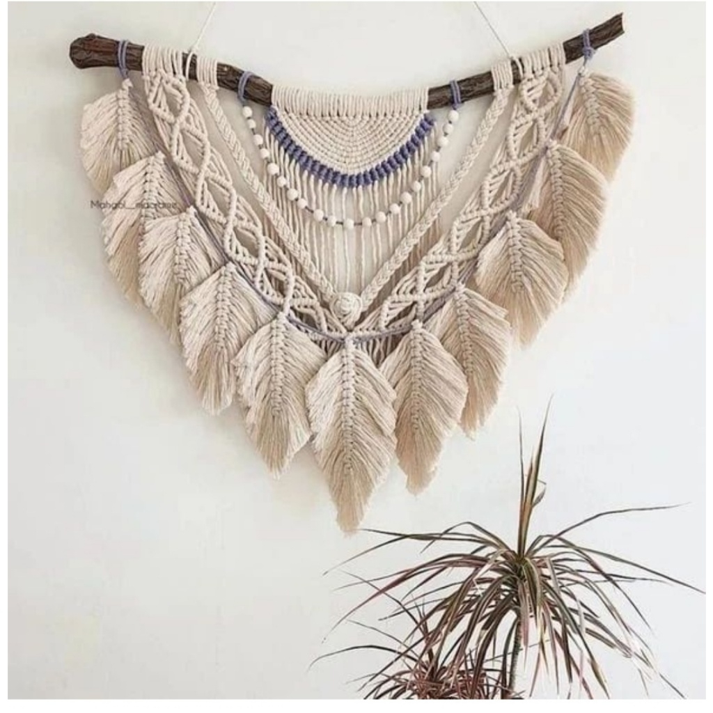 HIASAN DINDING Bohemian macrame, macrame display macrame leaves ...