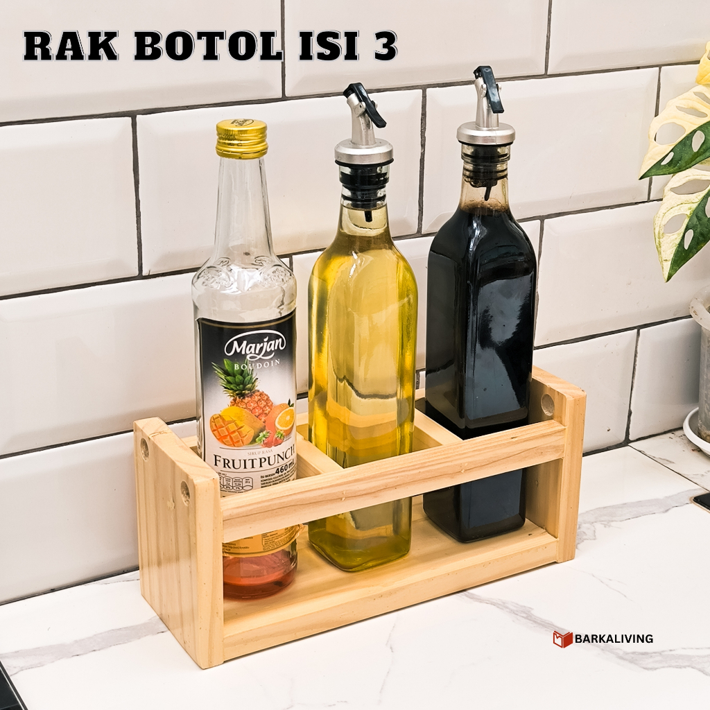 KAYU Bottle Rack Contains 3 Kitchen Oil Bottle Holders Dutch Teak Wood ...