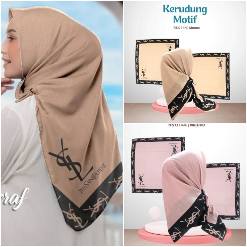 Denay Laser Cut Rectangular Motif Voal Hijab | Latest Ysll Motif Denay ...