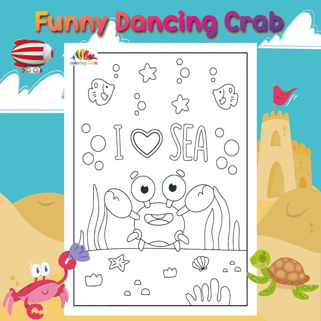 Coloring PAPER / COLORING / DRAWING PAPER / FUNNY DANCING CRAB ...