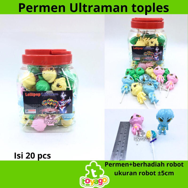 ULTRAMAN LOLLIPOPS IN 50 PCS JAR (extraman toyago toys candy) | Shopee ...