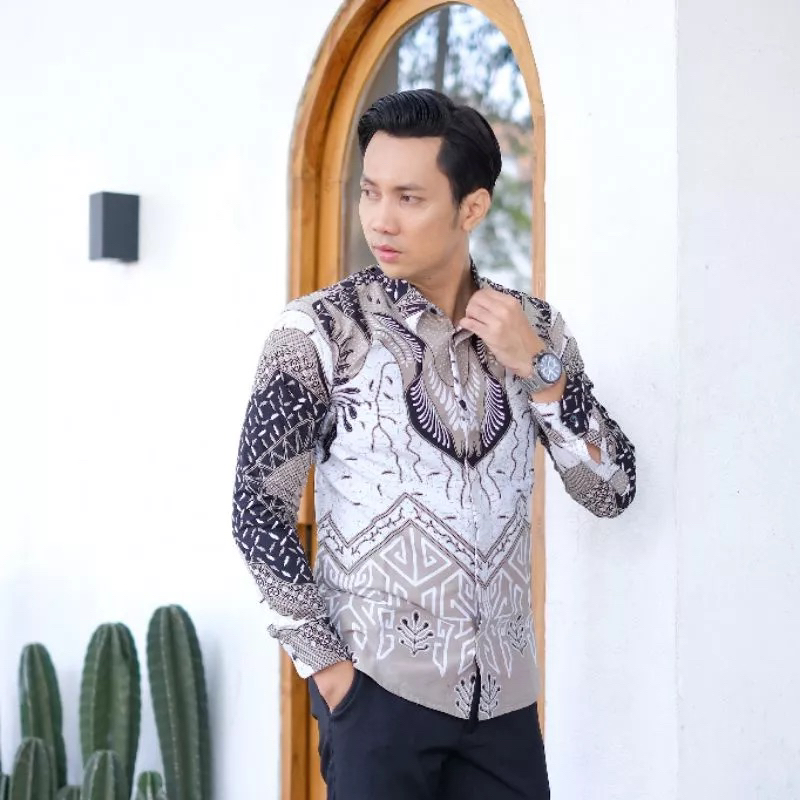 Pirama Men's Long Sleeve Batik Shirt with Premium Modern Lining ...