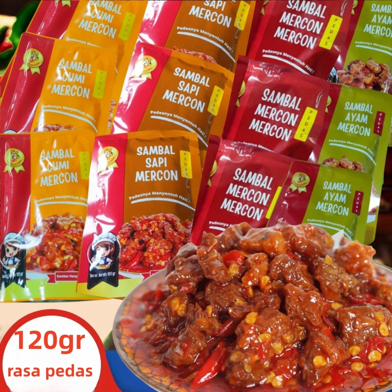 Halal 120gr SQUID Sambal/CHICKEN Sambal/COW Sambal/SPICY Flavor/instant ...