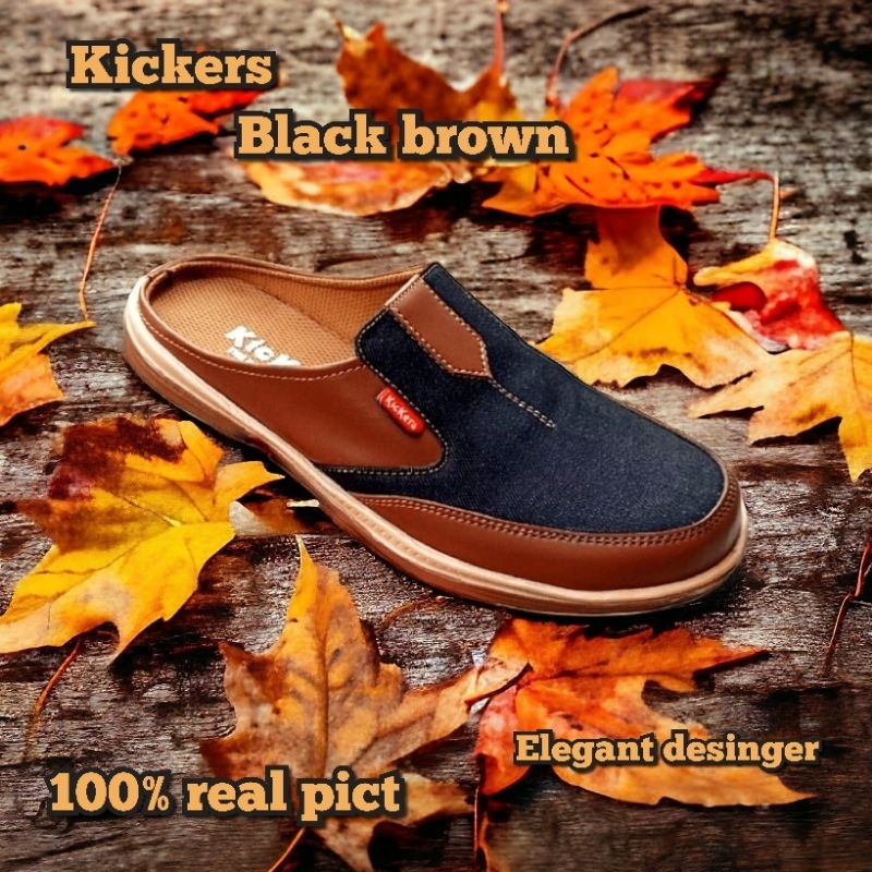 HITAM Kickers / Kicker / men's shoes / men's slops / mules black brown ...