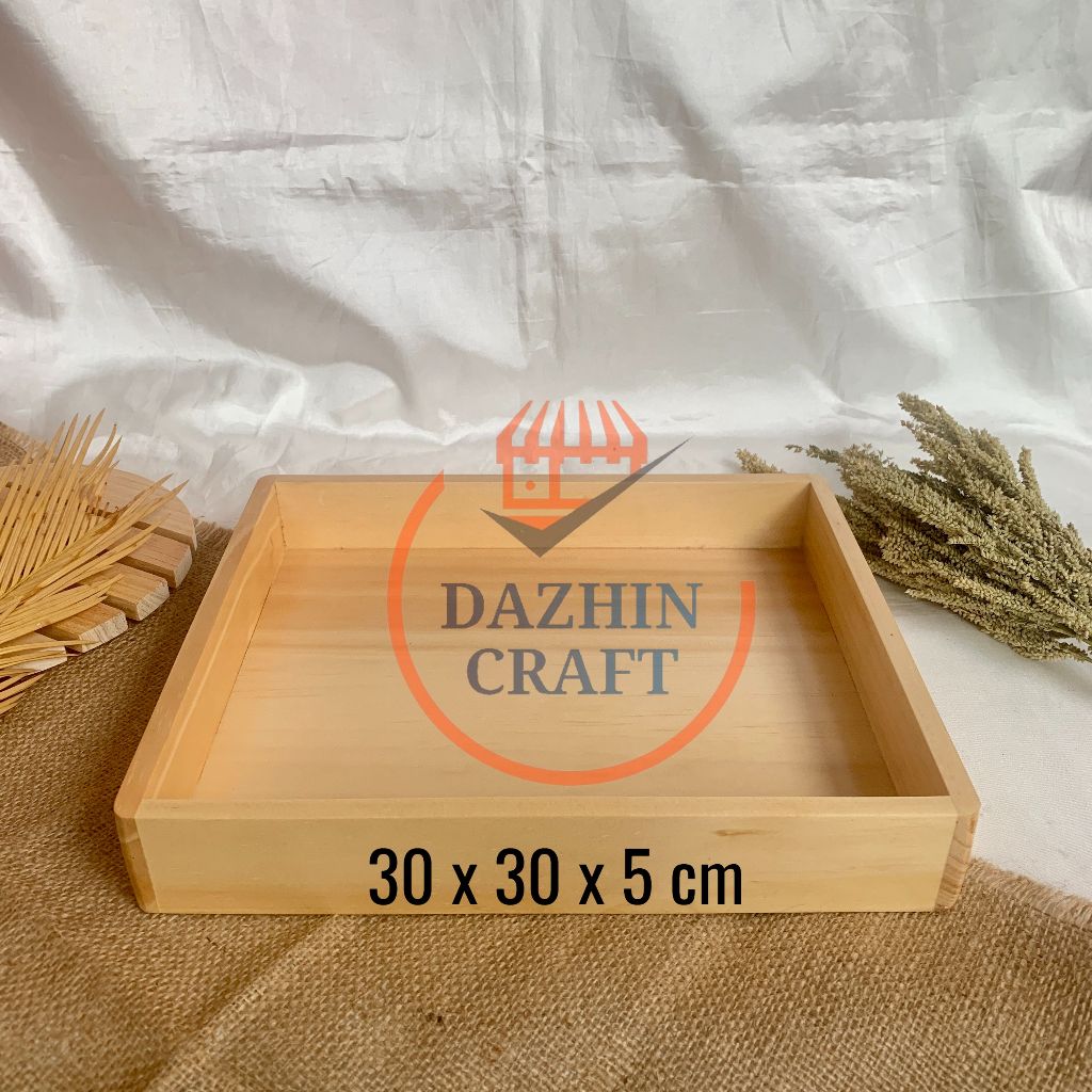 KAYU Pine Wood Tray 30x30x5 cm / Serving Tray / Delivery Box | Shopee ...