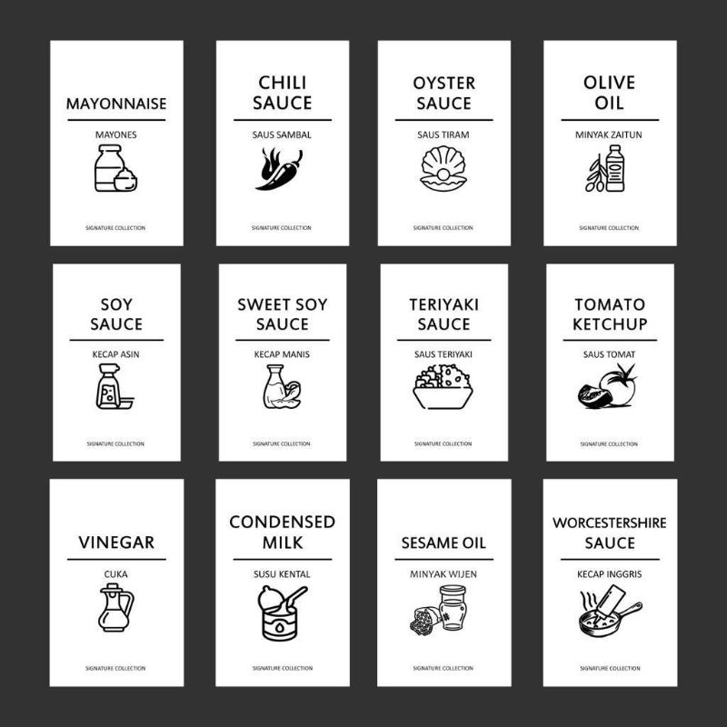 5.5x8.5 Vinyl Sticker Kitchen Seasoning Bottle Sticker Oil Soy Sauce ...
