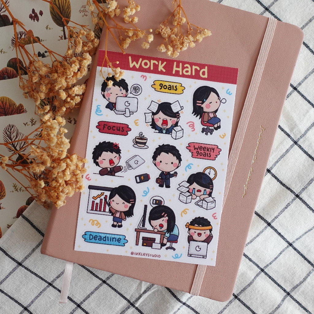 Work Hard Sticker Sheet Series | Waterproof Waterproof Waterproof ...