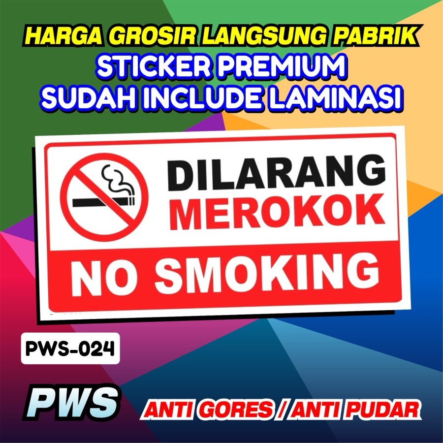 MERAH PUTIH No Smoking Sticker No Smoking Red And White/Waterproof ...