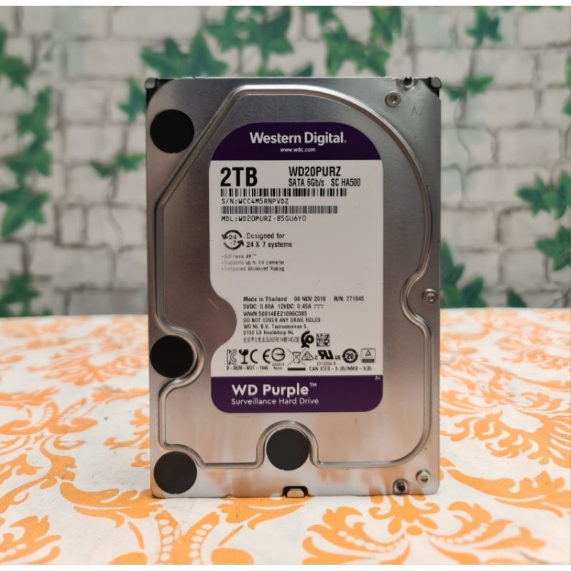 Pc Hard Drive 3.5 INCH WD PURPLE 2TB(2000GB) SENTINEL 100% | Shopee ...