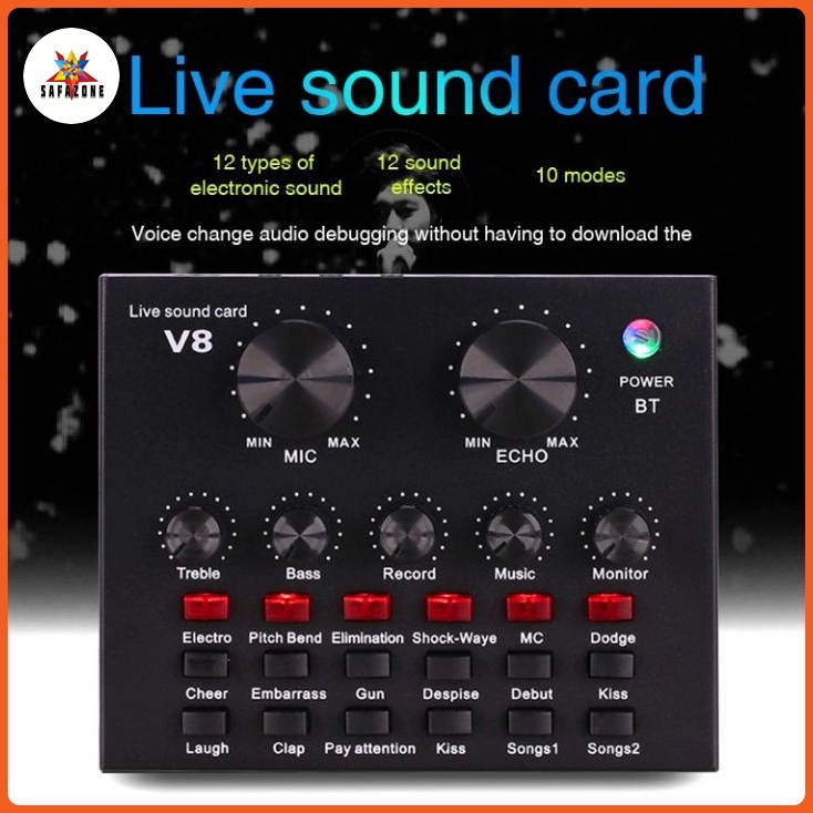 Soundcard V8 Mixer External Soundcard V8 Audio Microphone Singing Live ...