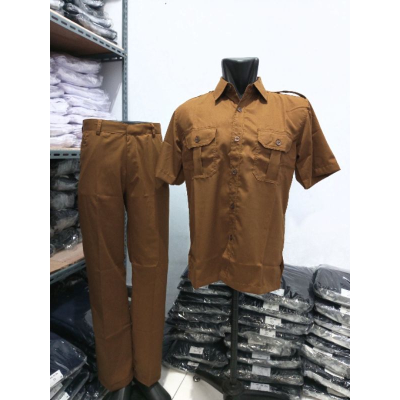 KATUN Pns Khaki Uniform - Men's Khaki Shirt Short Sleeve Cotton Suit ...