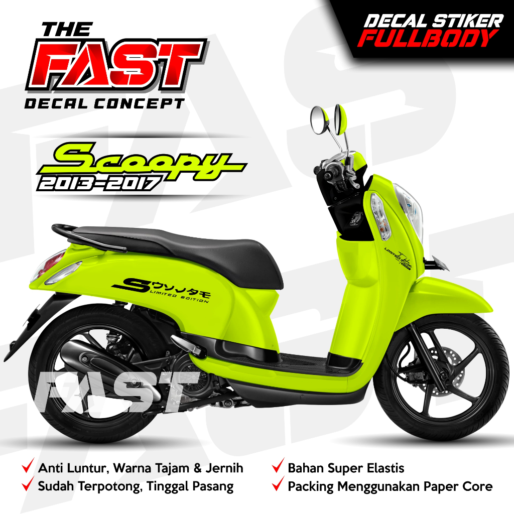 SCOOPY NEW 2013-2017 Sticker FULL BODY PLAIN SIMPLE ANTI-FADE COD ...