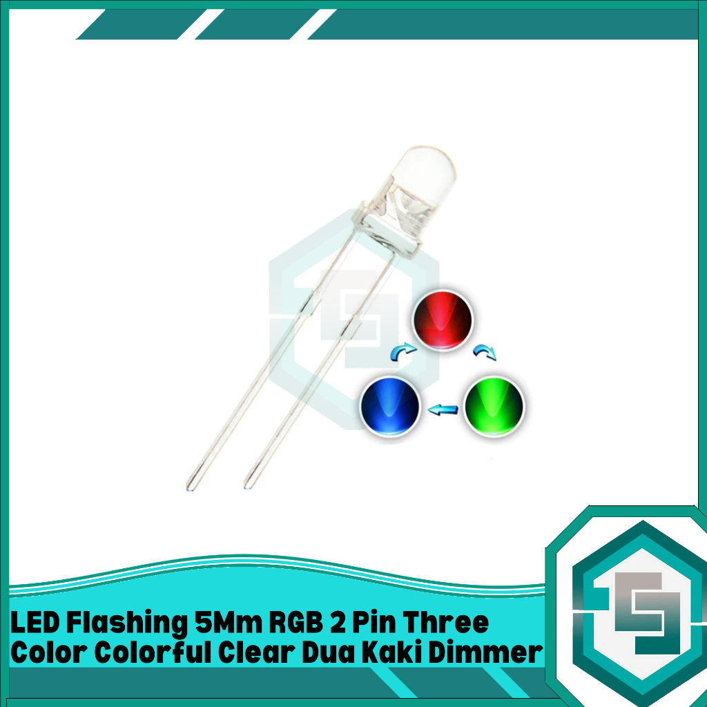 LED FLASHING 5MM RGB 2 PIN THREE COLOR COLORFUL CLEAR TWO FEET DIMMER ...