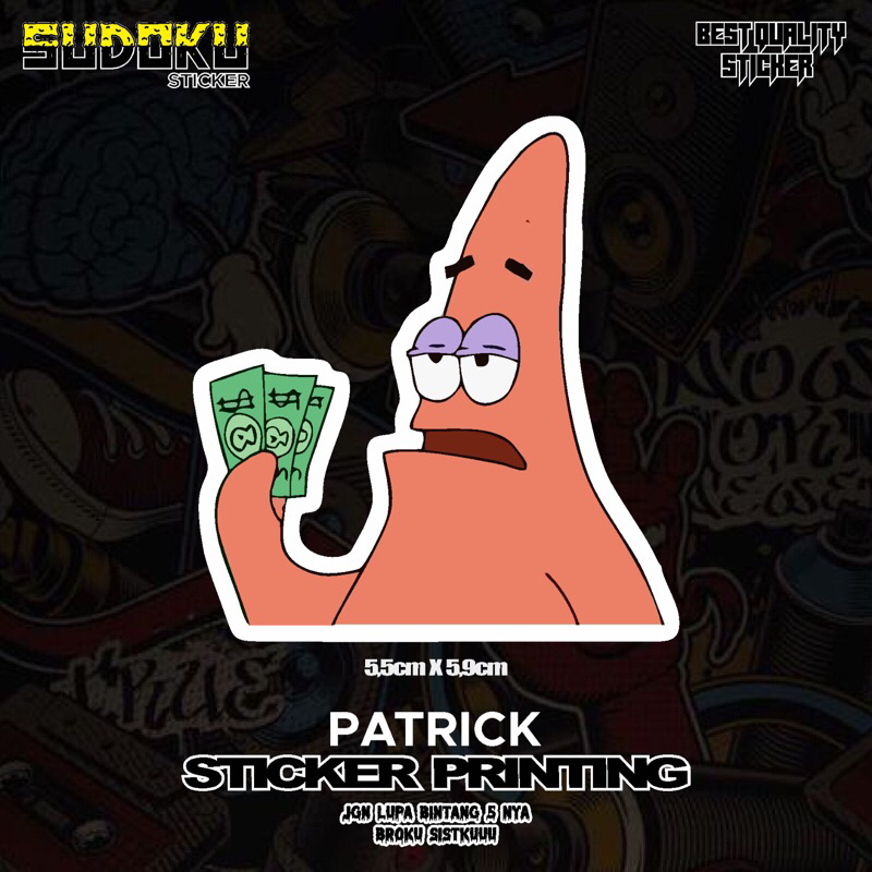 Sticker PRINTING PATRICK STAR Cartoon SPONGEBOB Cute VIRAL Antem ...