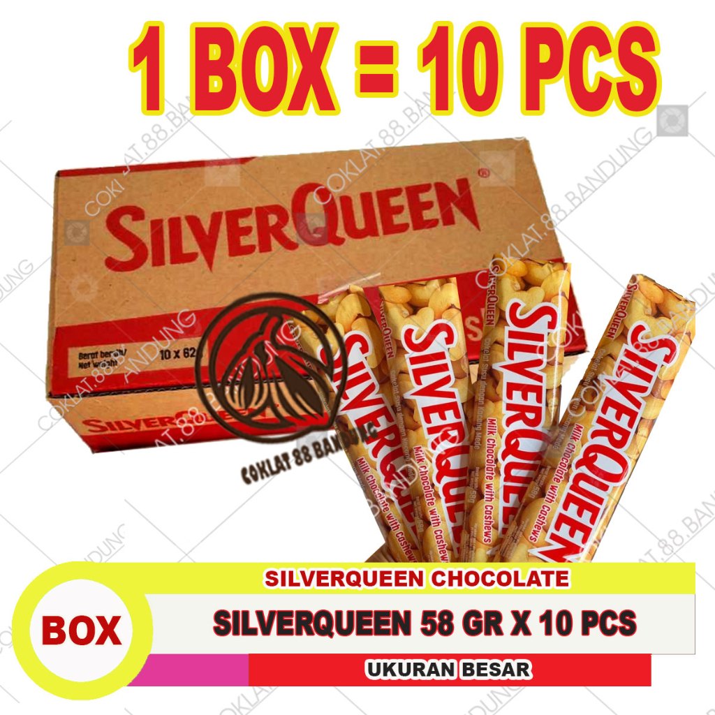 SILVERQUEEN 1 BOX 10 X 55GR ex 58GR, SILVERQUEEN CHOCOLATE 55GR MEDE 1 DUS SILVER QUEEN 55 GRAM ...