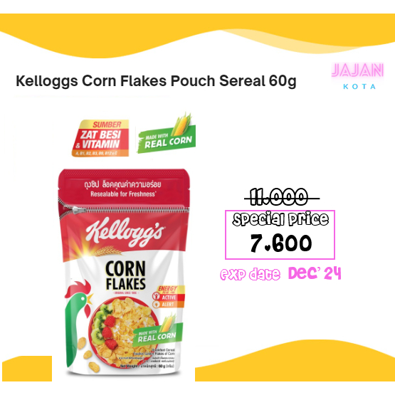Kelloggs Corn Flakes Pouch Cereal 60g 55g/ | Shopee Singapore