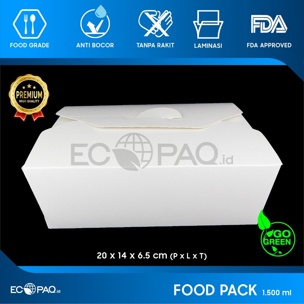 PUTIH Food Pack - Box Pail - WHITE - 1500 ml (50 pcs) | Shopee Singapore