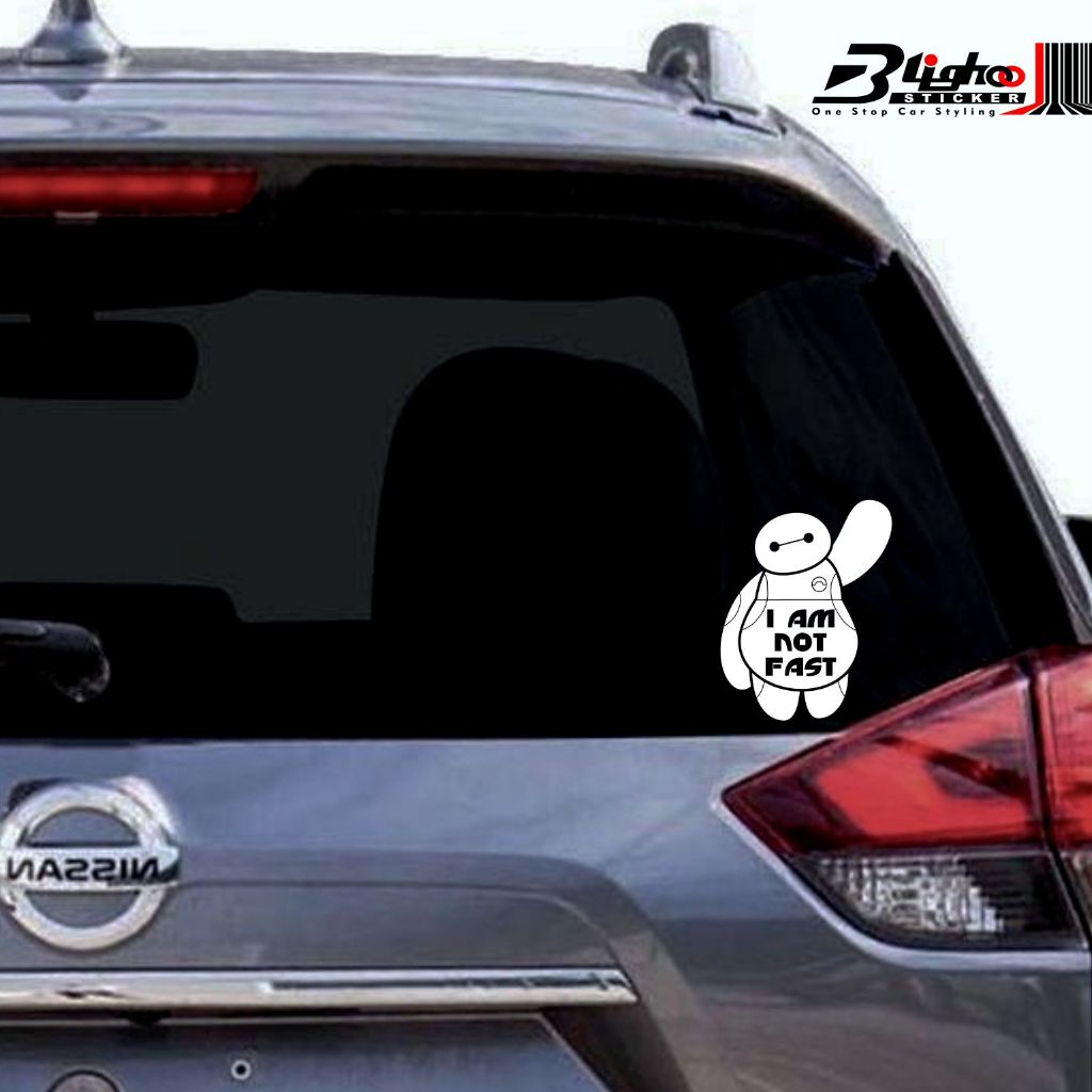 Cute Car Glass STICKER CUTTING STICKER BAYMAX I AM NOT FAST 15CM Car ...