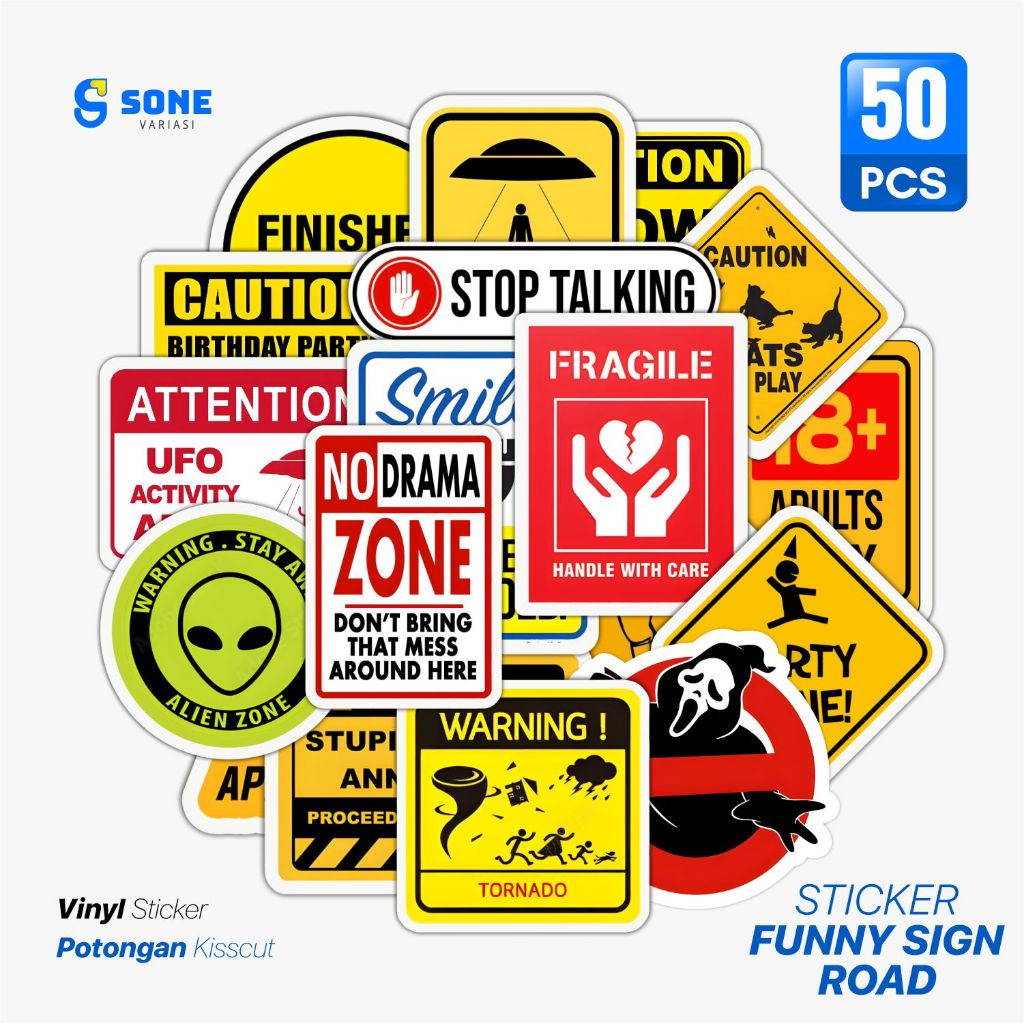 FUNNY ROAD SIGNS STICKER PACK | TUMBLR STICKER LAPTOP SUITCASE HELMET ...