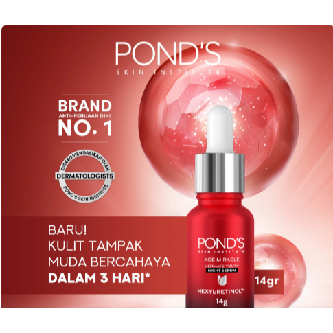 HITAM Ponds AGE MIRACLE ULTIMATE YOUTH NIGHT SERUM 14GR (BLACK ...
