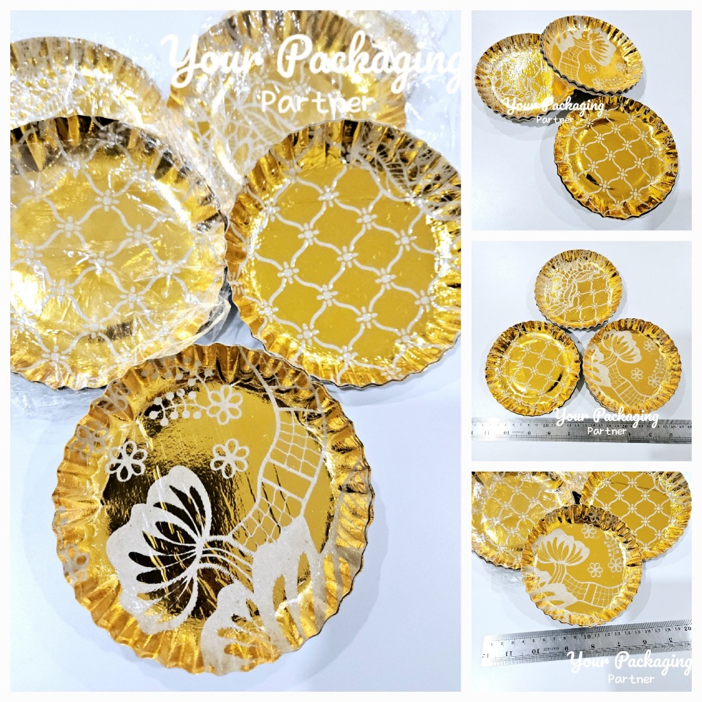 (10pcs) Gold Paper Cake Plate / Mas / Paper Plate / Paper Tart Birthday ...