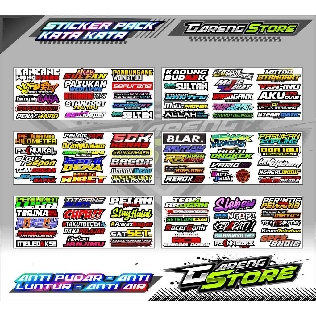VIRAL WORDS STICKER PACK / LATEST WORDS STICKER / HELMET STICKER ...