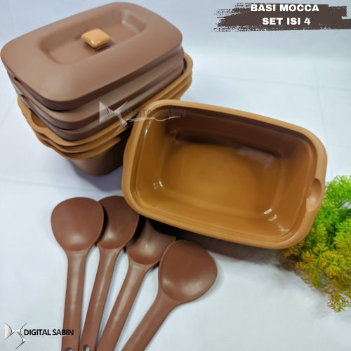 Basi PACKAGE BUFFET SERVING CONTAINERS SET MOCCA + LID (FREE CENTONG ...