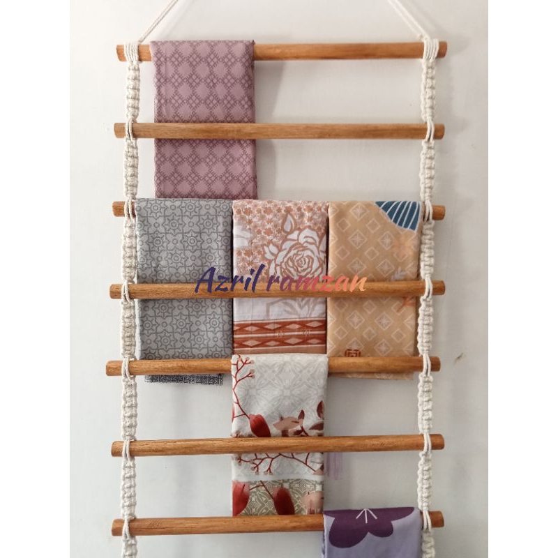 Mukena and macrame prayer mat hijab rack 75cm and 50cm/ladder stacking ...