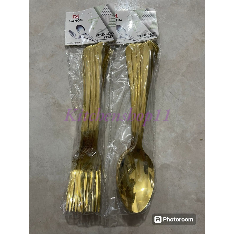 12pcs PREMIUM SUPER THICK GOLD dinner spoons and forks, 12pcs (1 dozen ...