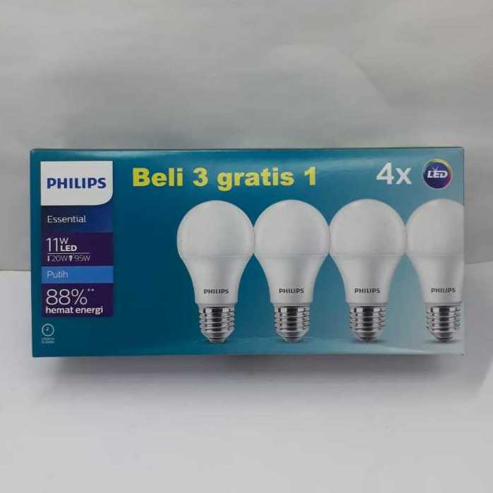 Philips Essential LED Lamp 11Watt Pack (4Pcs) | Shopee Singapore