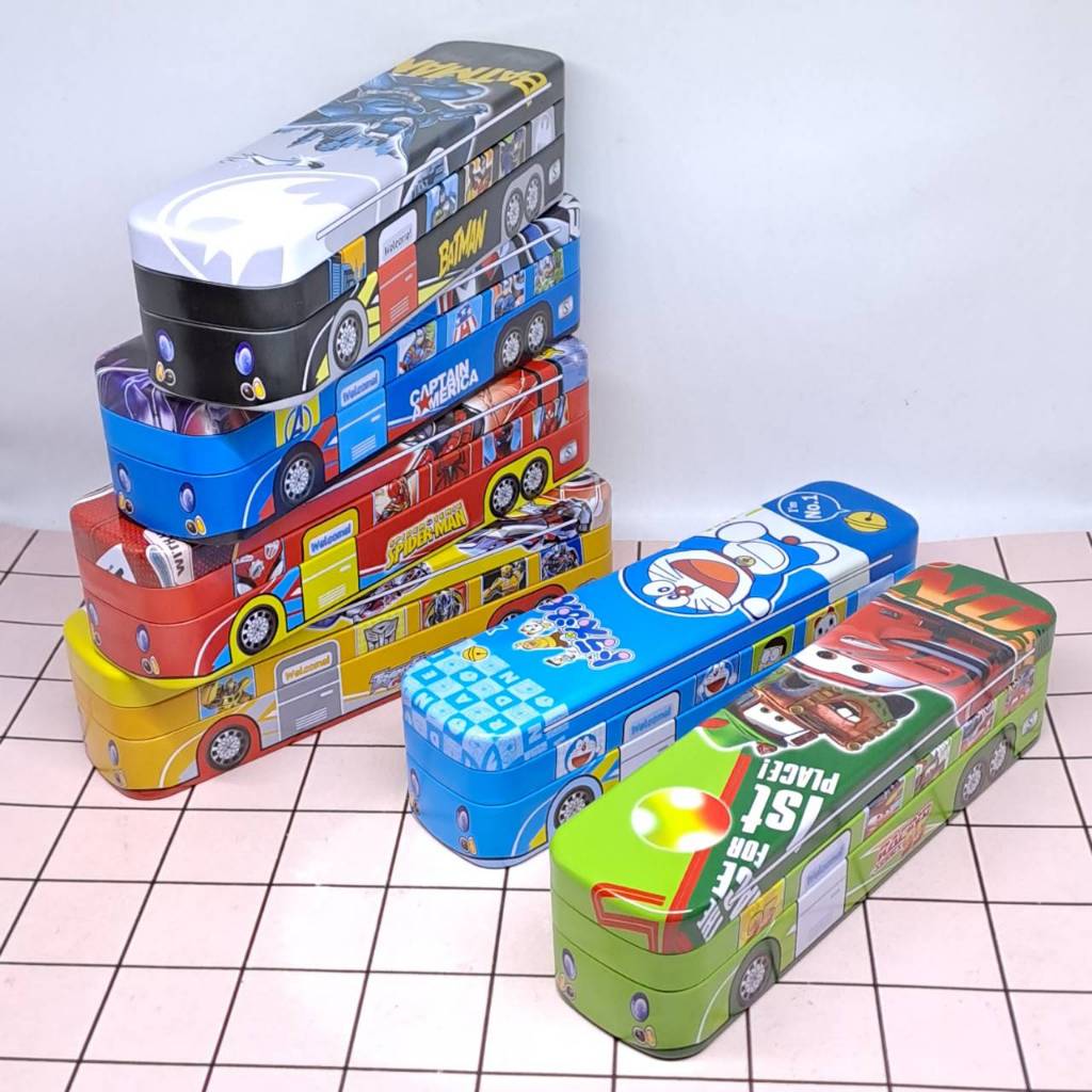 Pencil Box Case Bus Iron Tin Viral Children Level 2 Captain America ...
