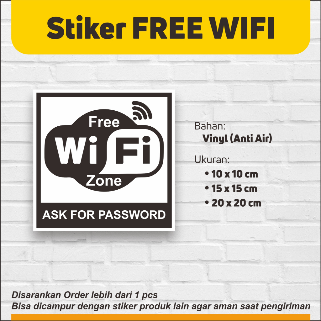 Free Wifi Sticker Free Wifi Zone Sticker Glossy Vinyl Material | Shopee ...