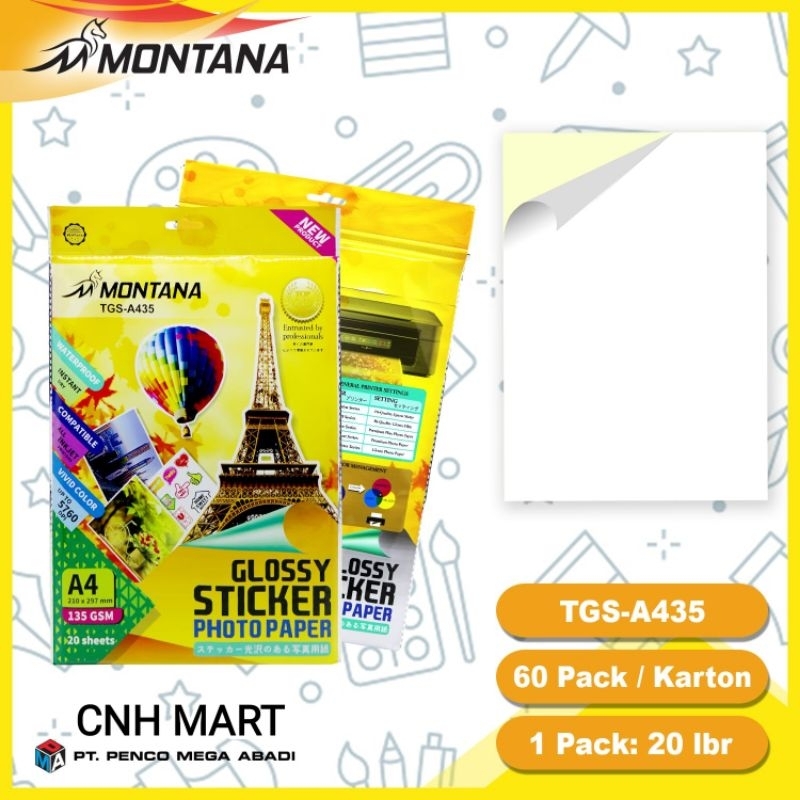 Glossy Sticker Paper - Montana TGS Glossy Photo Paper - A435 - 135 GSM ...