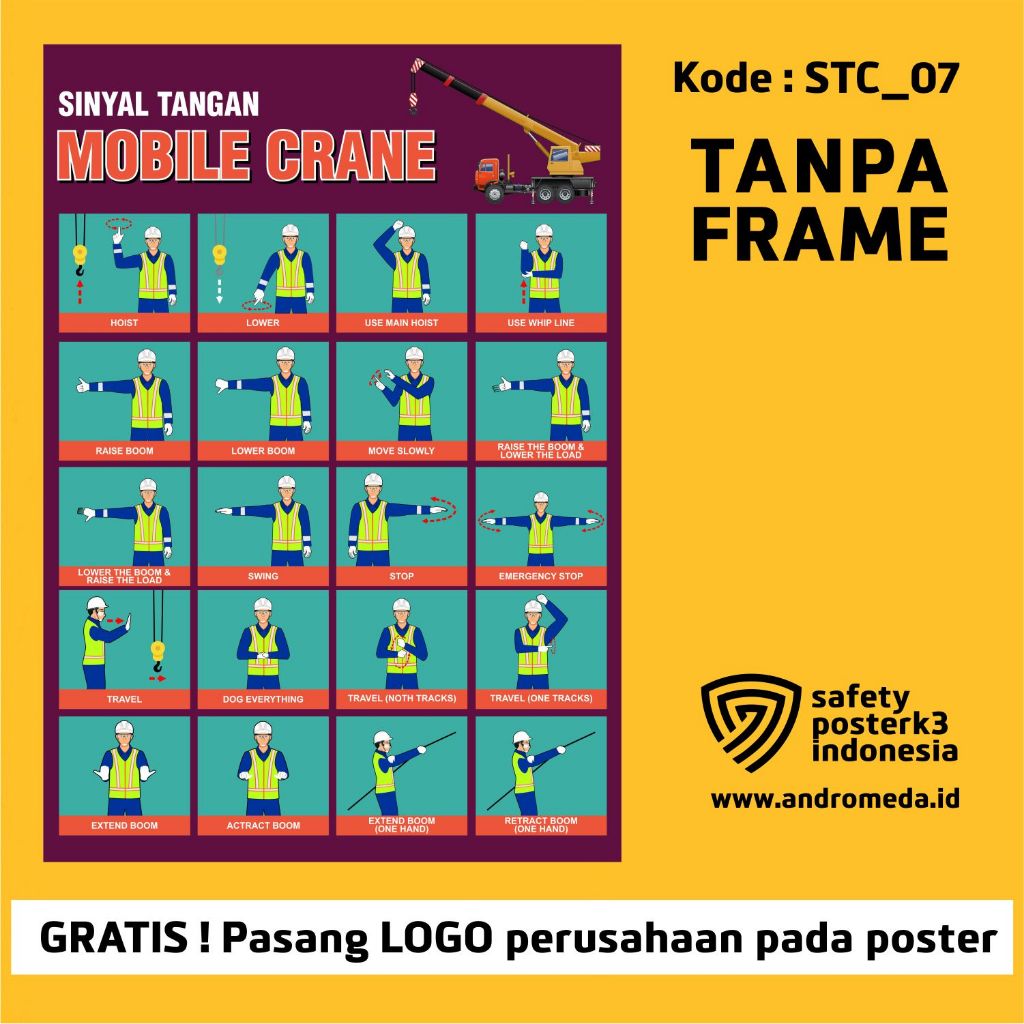 Safety Poster K3: Mobile Crane Hand Code Signal Lifting Work Using ...