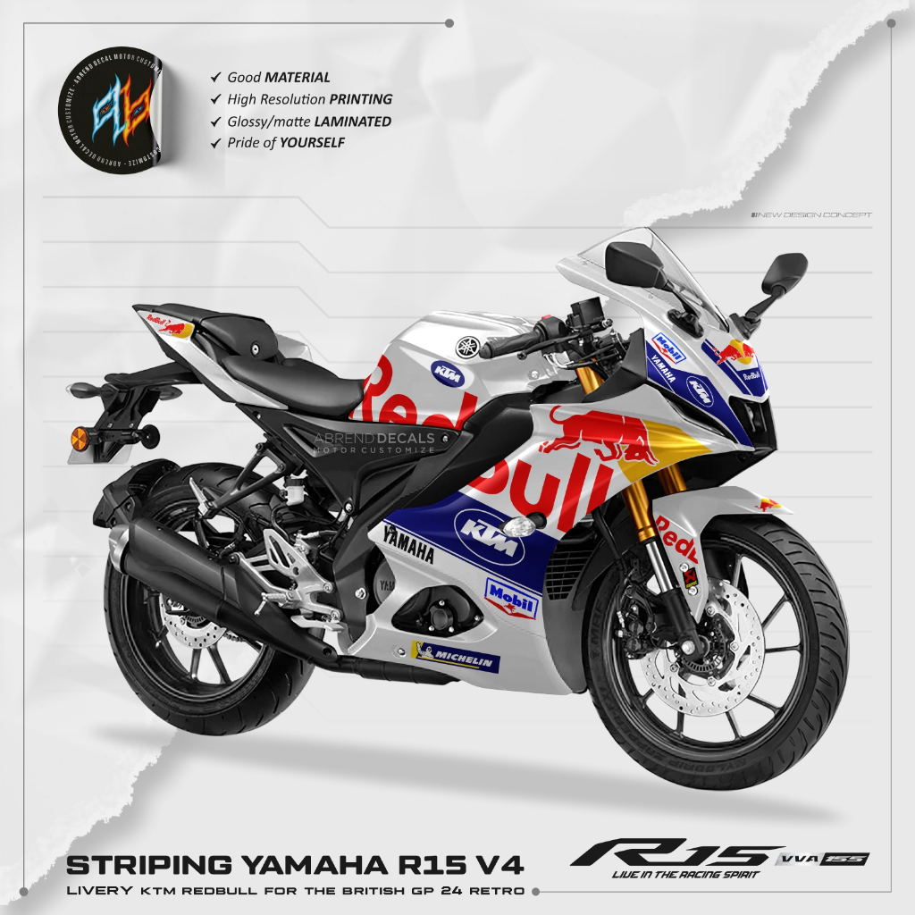 STRIPING R15 V4 LIVERY REDBULL BRITISH GP 24 / STRIPING YAMAHA R15 V4 ...