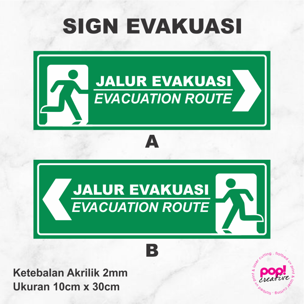 Printed Acrylic evacuation route evacuation route sign board | Shopee ...