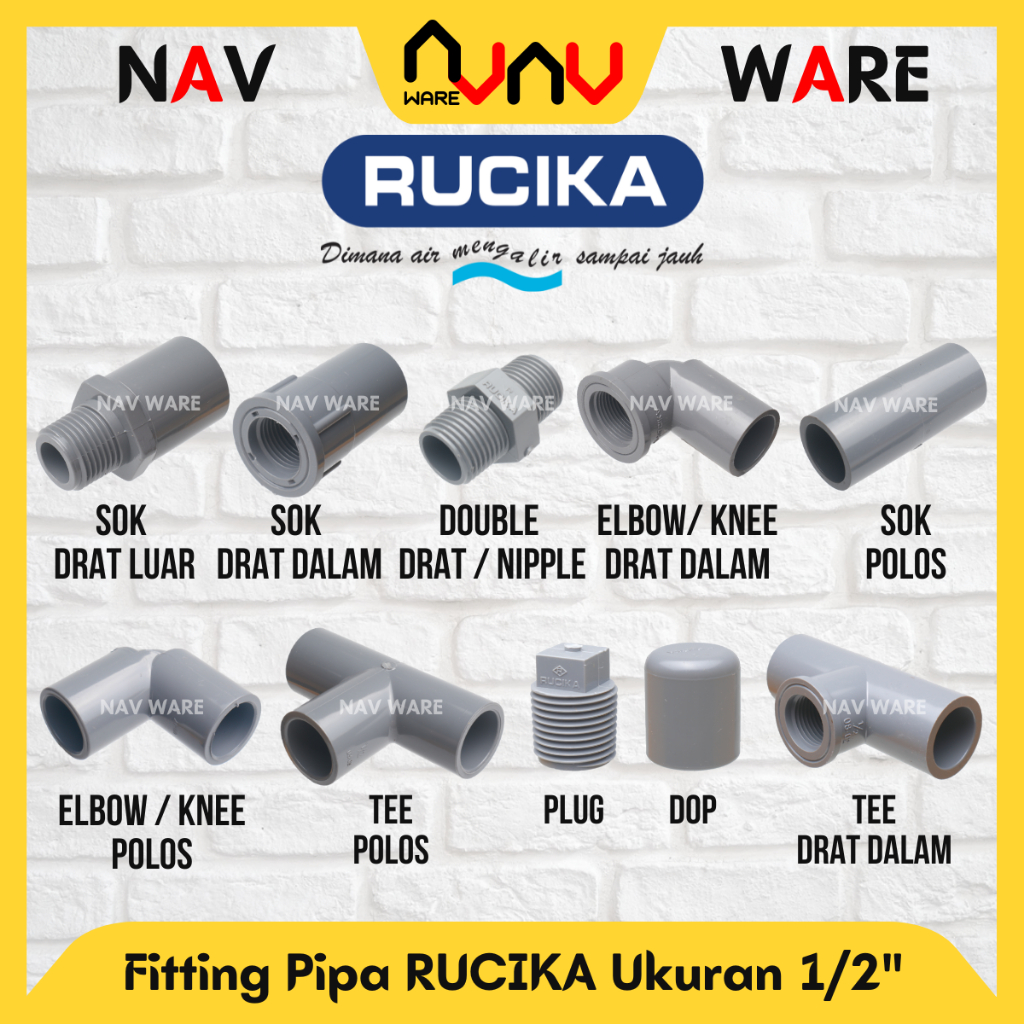 Rucika Original 1/2 Inch AW PVC Pipe Fitting - SDL Outer Drat Sock ...