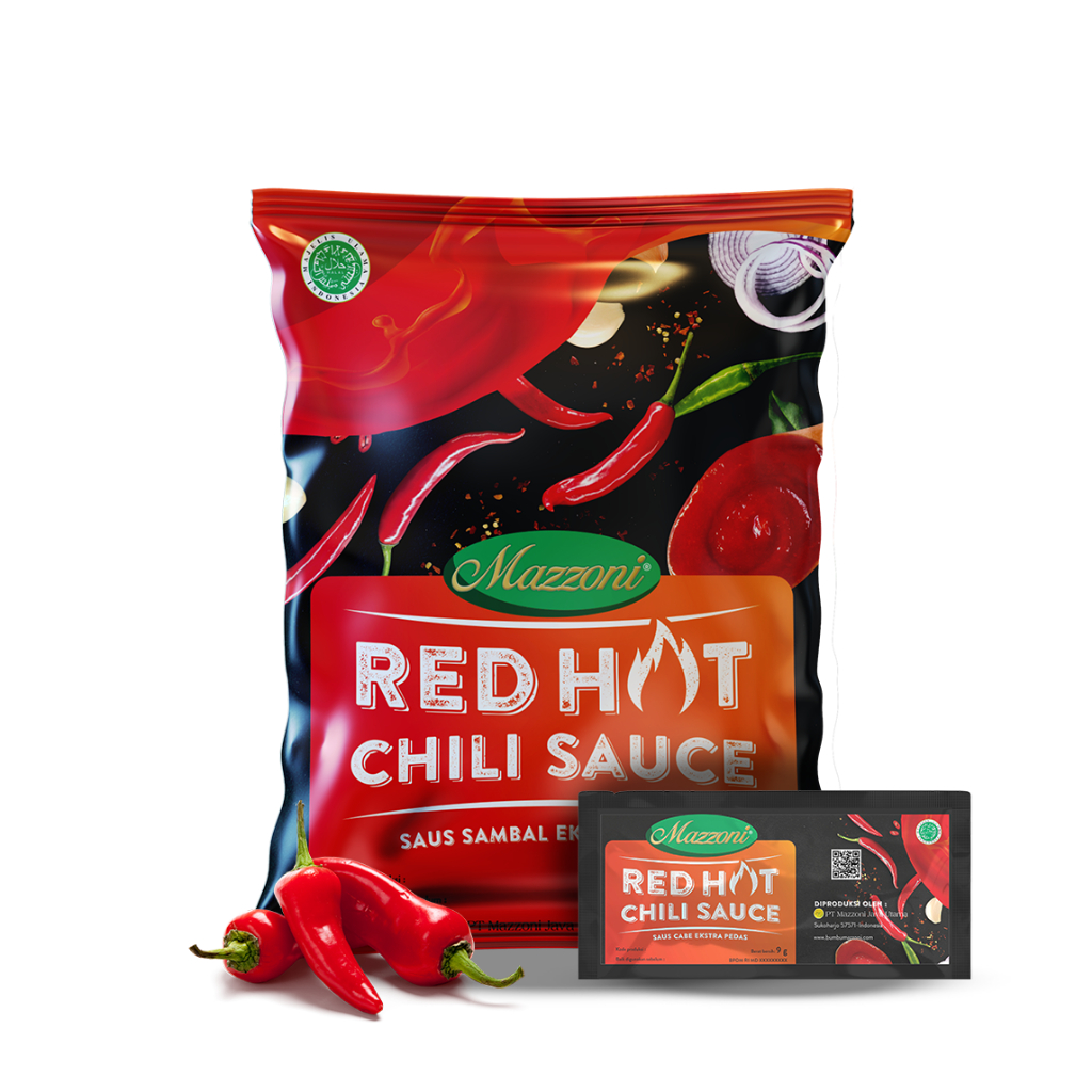 Mazzoni Red Hot Chili Sauce Sachet 8 Grams contains 24 Pcs (ECER ...