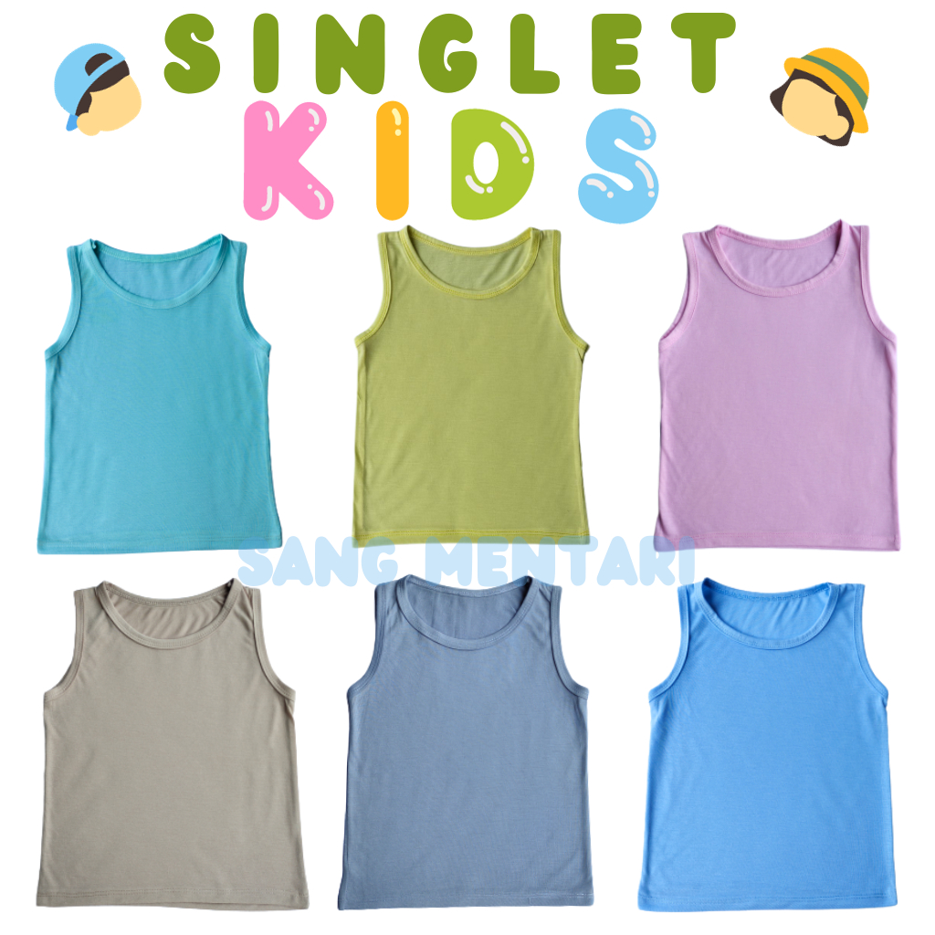 Singlet Children Color Boys Girls 1-12 Years | Shopee Singapore