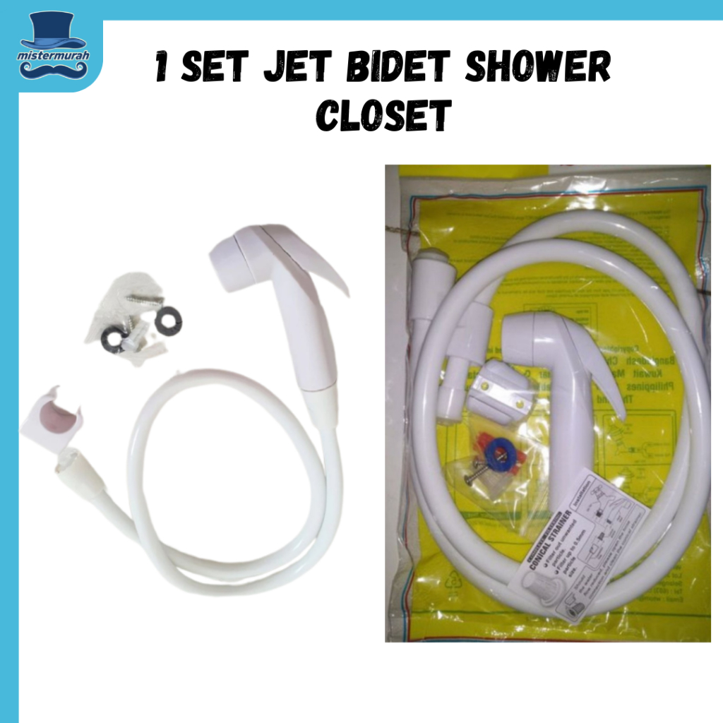 Complete Set of Hose + Head + Jet Holder Bidet Shower / Jet wasser ...